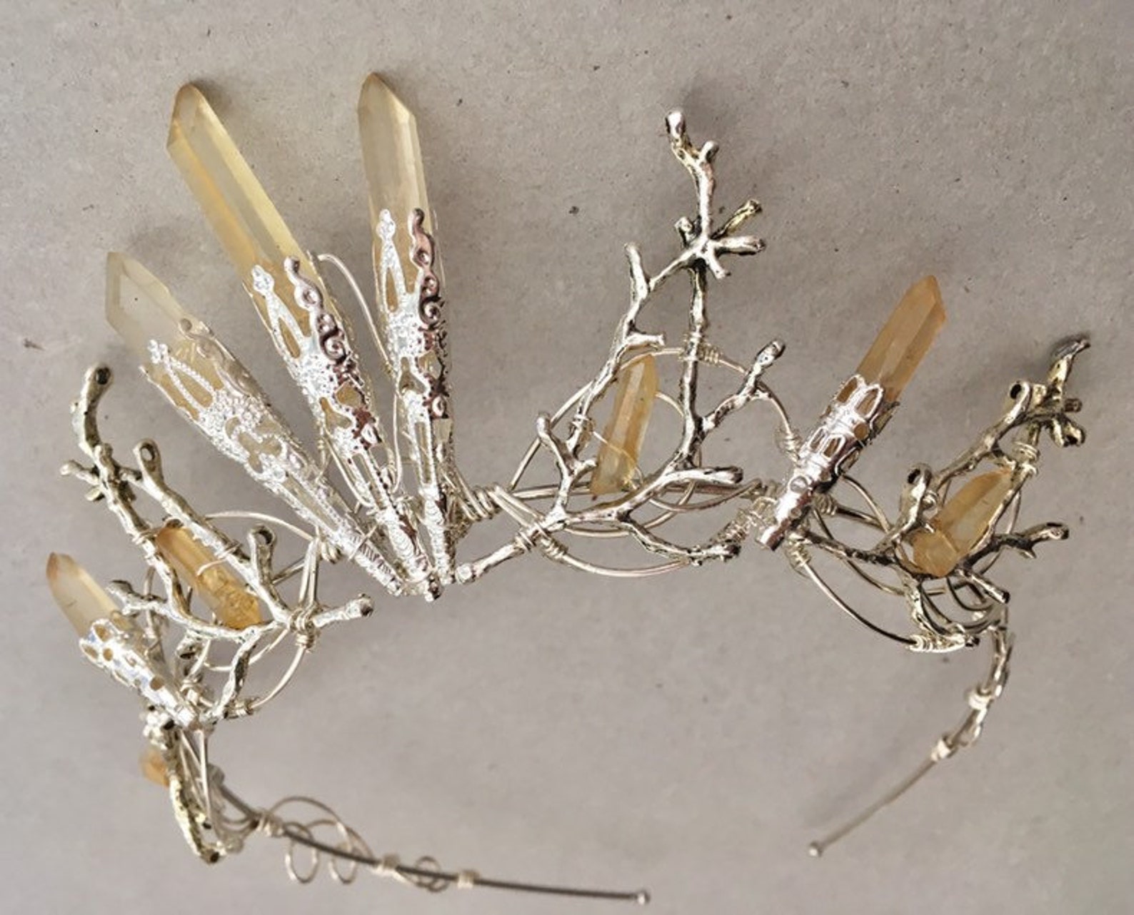The CECILY Lemon Quartz Tiara Crown: Branch and Crystal Wedding ...