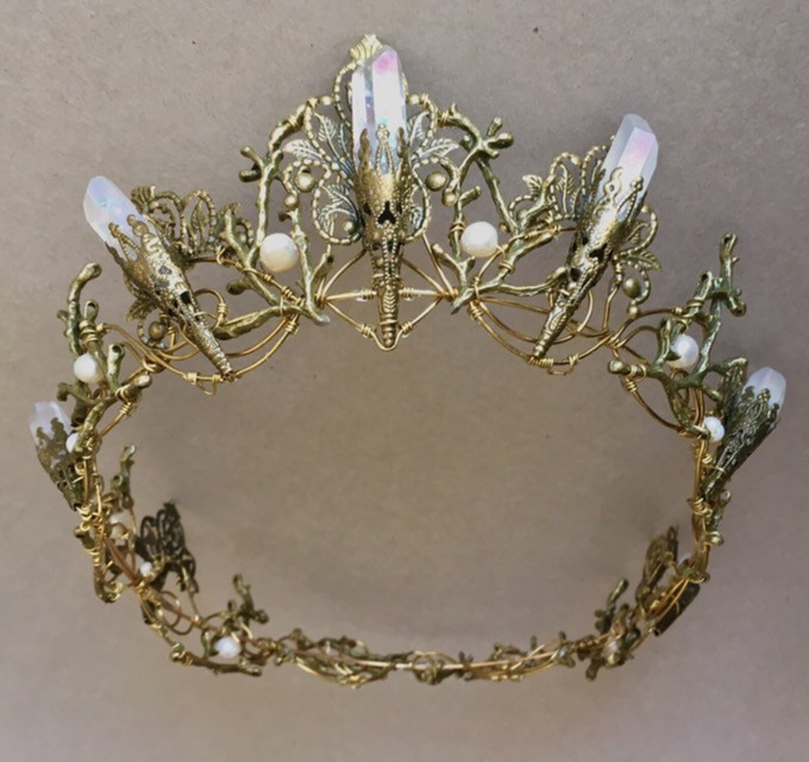 The EVANGELINE FULL Crown Angel Aura Rainbow Quartz Crystal - Etsy