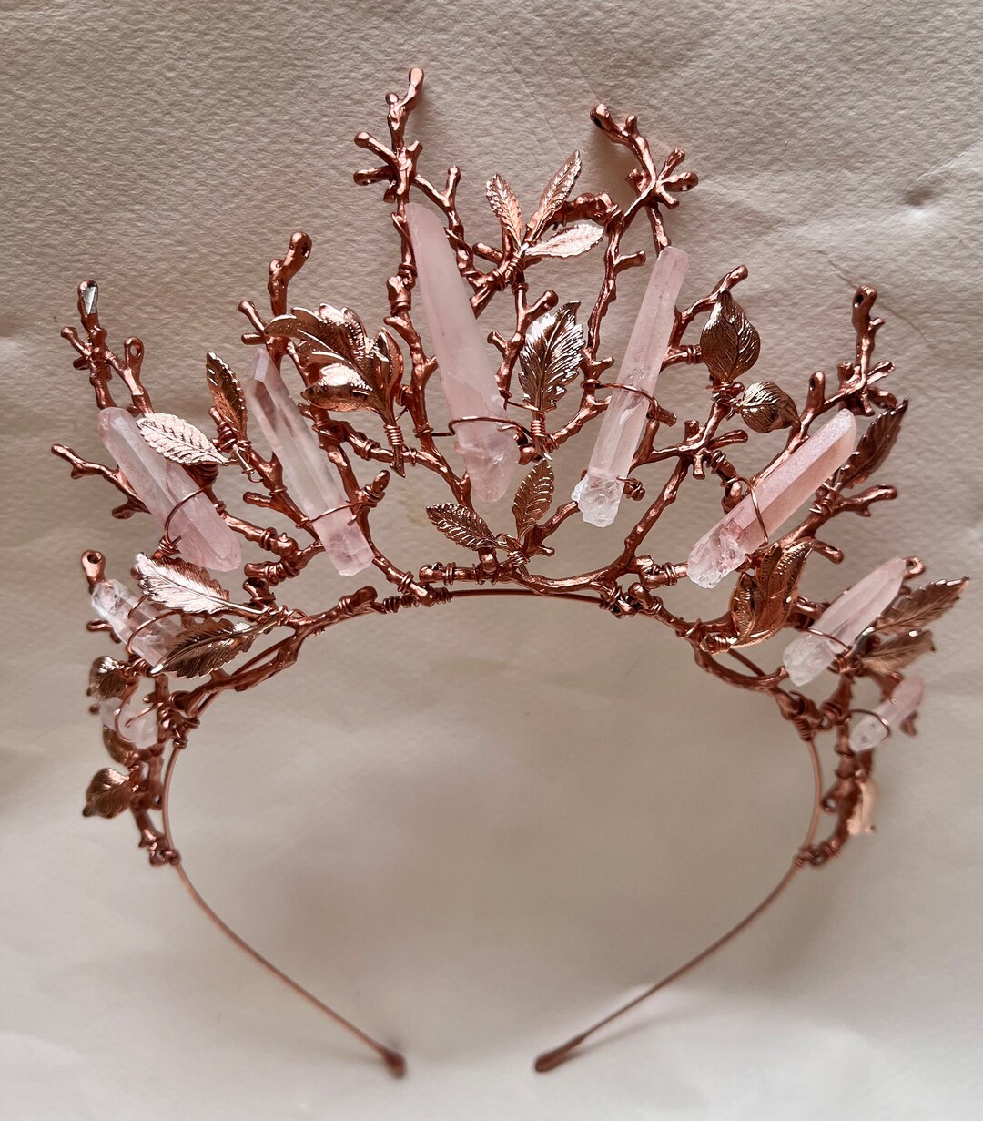 The BLOSSOMING ADA Rose Gold Quartz Crown Branch & Leaf Tiara - Etsy