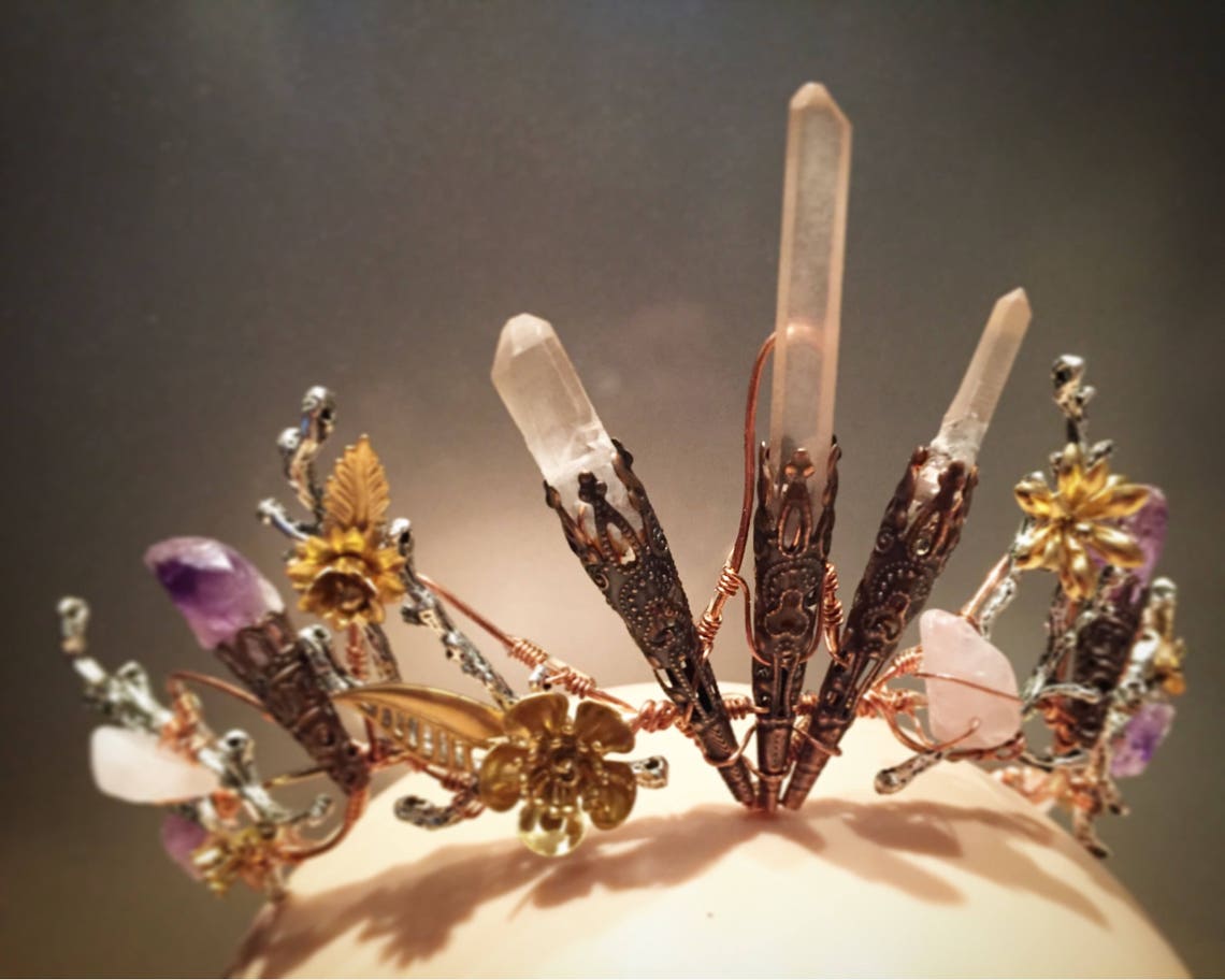 The DELPHINE Crown Woodland Vintage Flower Tiara Headband. | Etsy