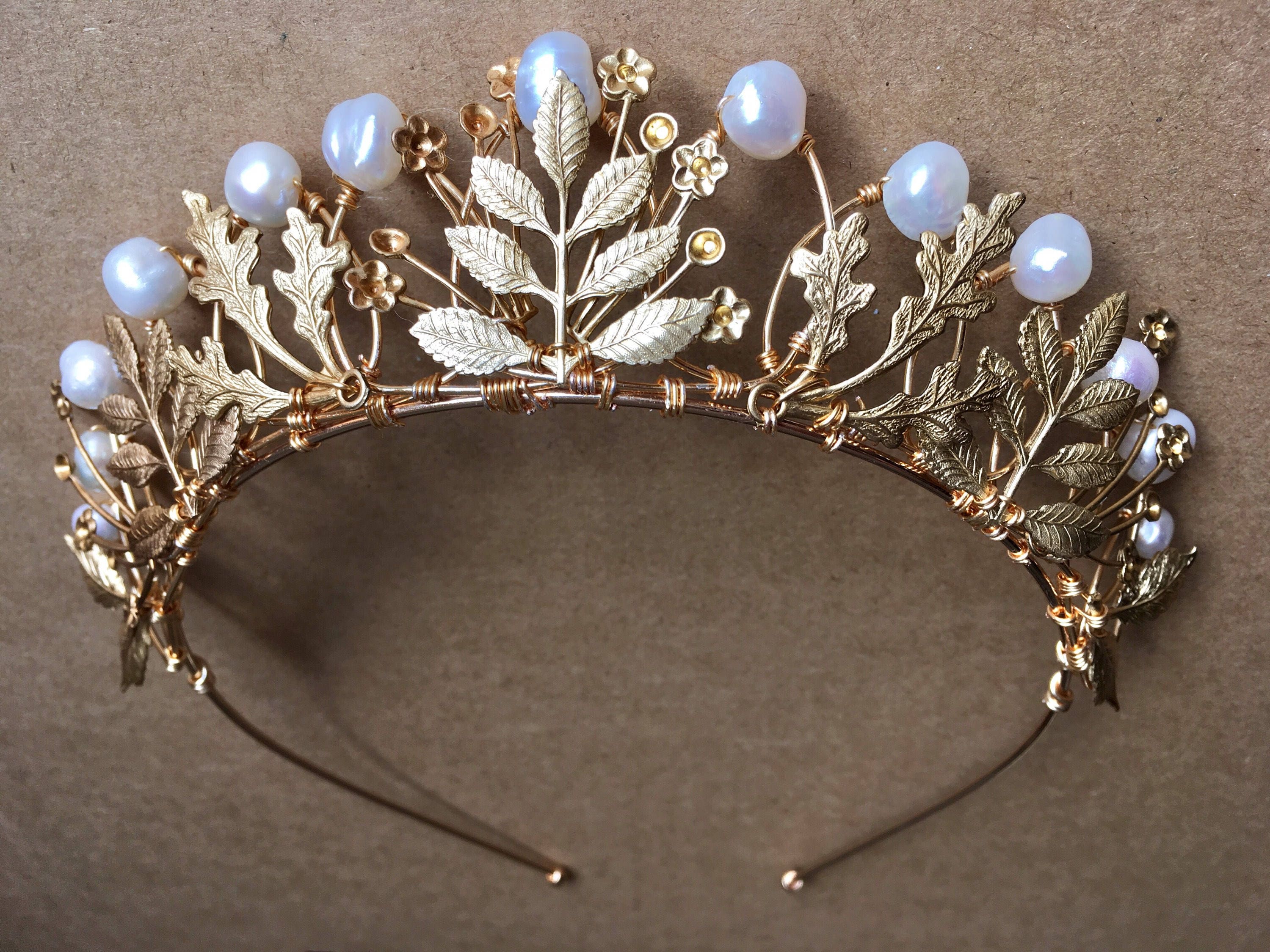 The AGATHA Crown Queen Tudor Renaissance Pearl Leaf - Etsy Australia