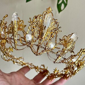 The EVANGELINE CIRCLET Angel Aura Quartz Crystal Crown: Filigree Branch ...