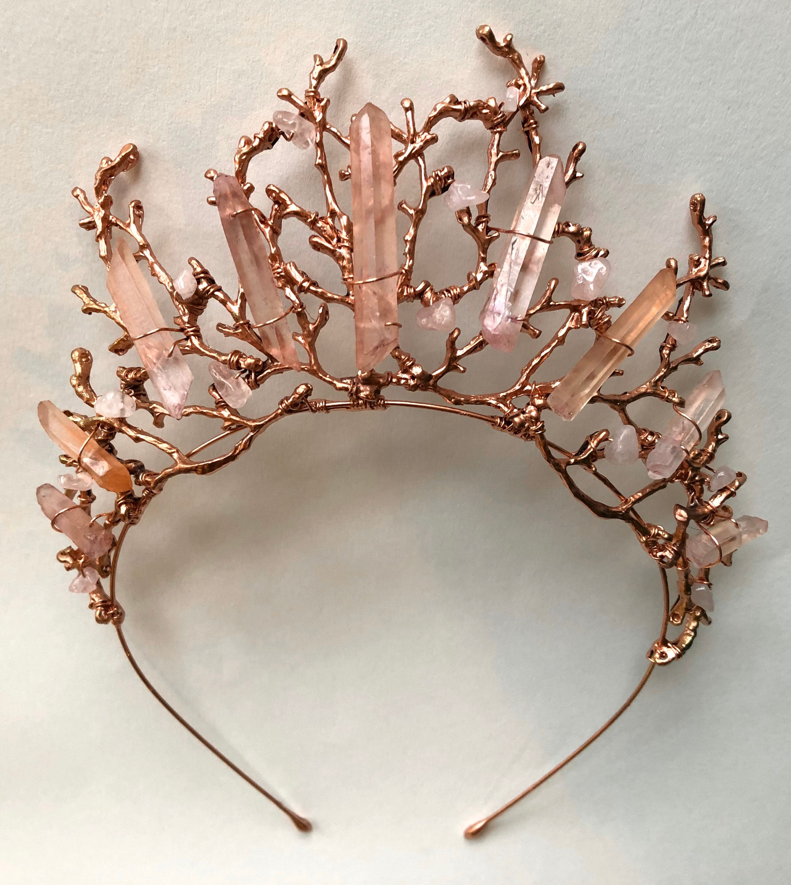 The ADA Crown Tiara Branch Twig Coral Diadem Pink Rose Gold - Etsy UK