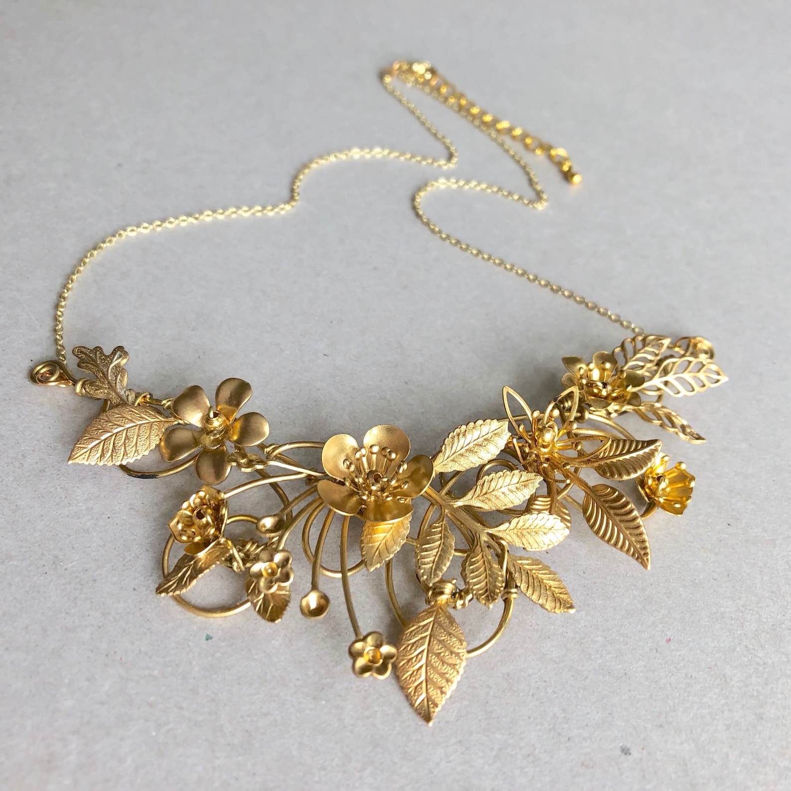 The FLORA Necklace Floral Organic Leaf Flower Vintage - Etsy