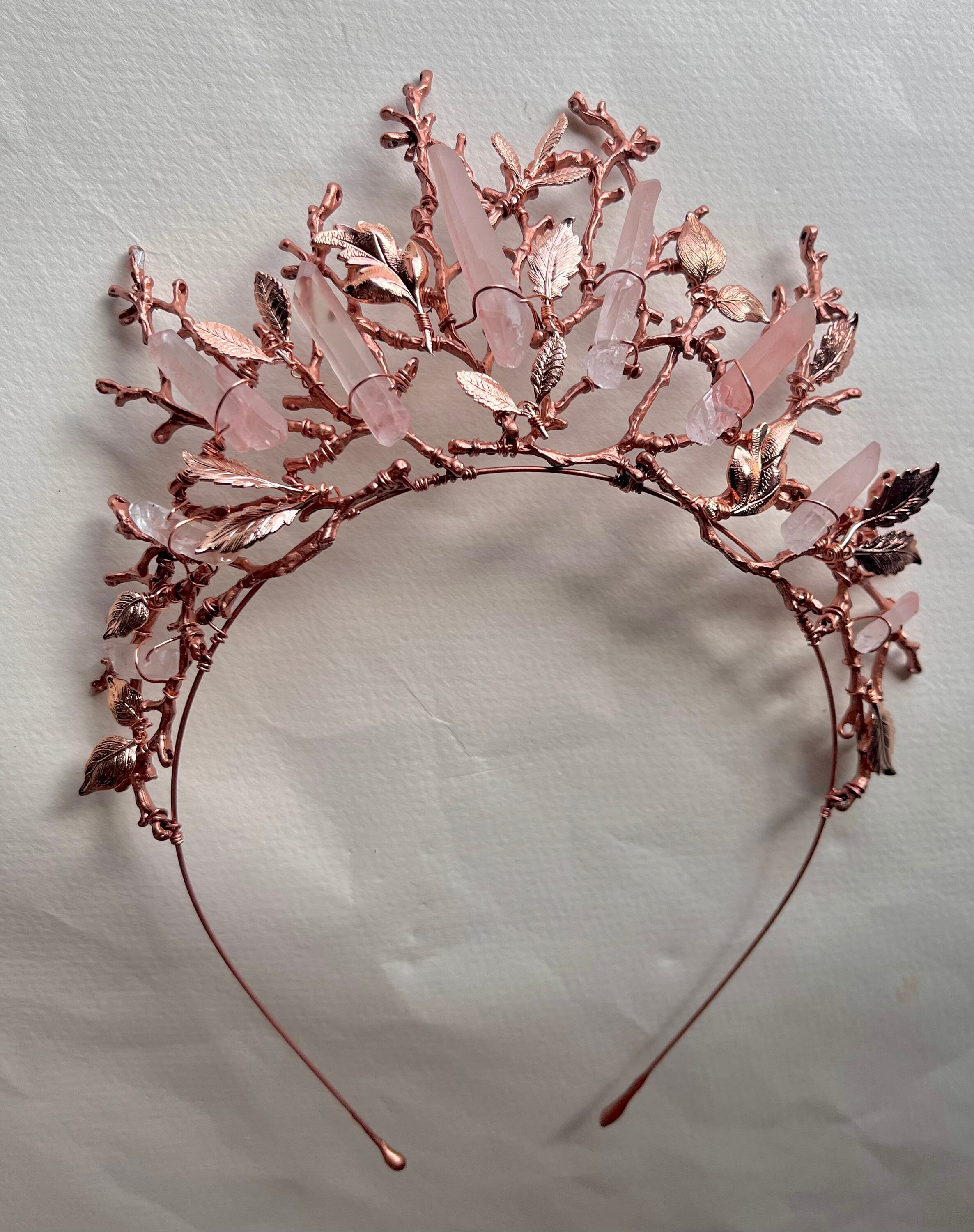 The BLOSSOMING ADA Rose Gold Quartz Crown Branch & Leaf Tiara - Etsy