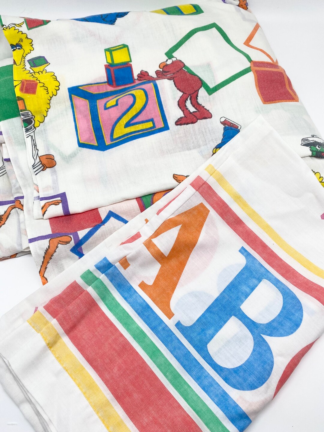 Vintage Sesame Street Twin Flat Sheet and Pillow Case - Cotton, Single ...
