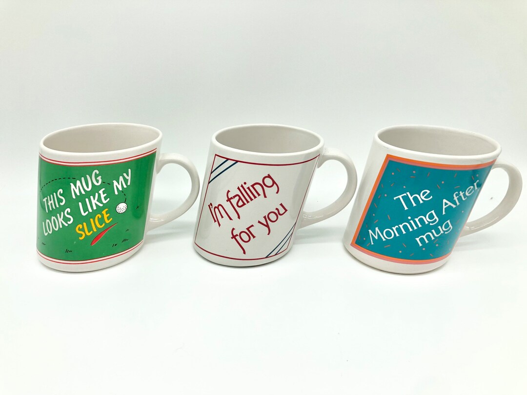 Slanted Mugs 1980s With Funny Sayings - Etsy