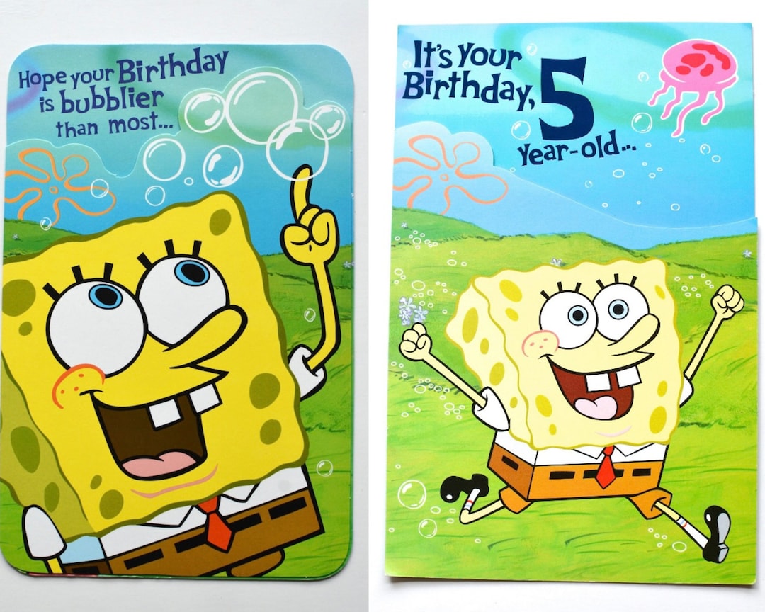 Spongebob Birthday Cards - Fun Nostalgic Vintage Greeting Card Age 5 ...