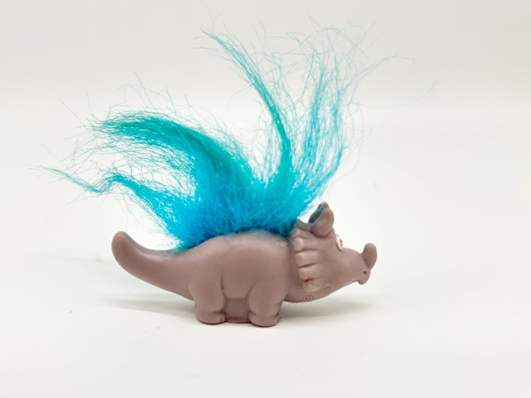 Vintage Troll Dinosaur Pet 90s Miniature Blue Hair Grey - Etsy