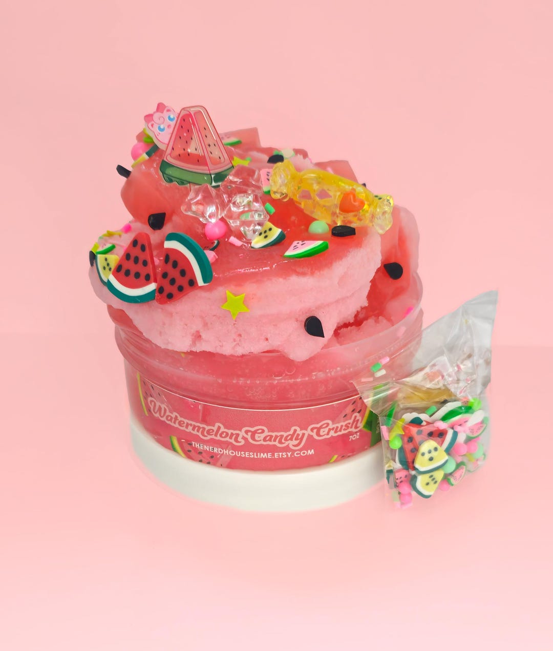 Watermelon Candy Crush Jelly Cube/icee 7oz Slime - Etsy
