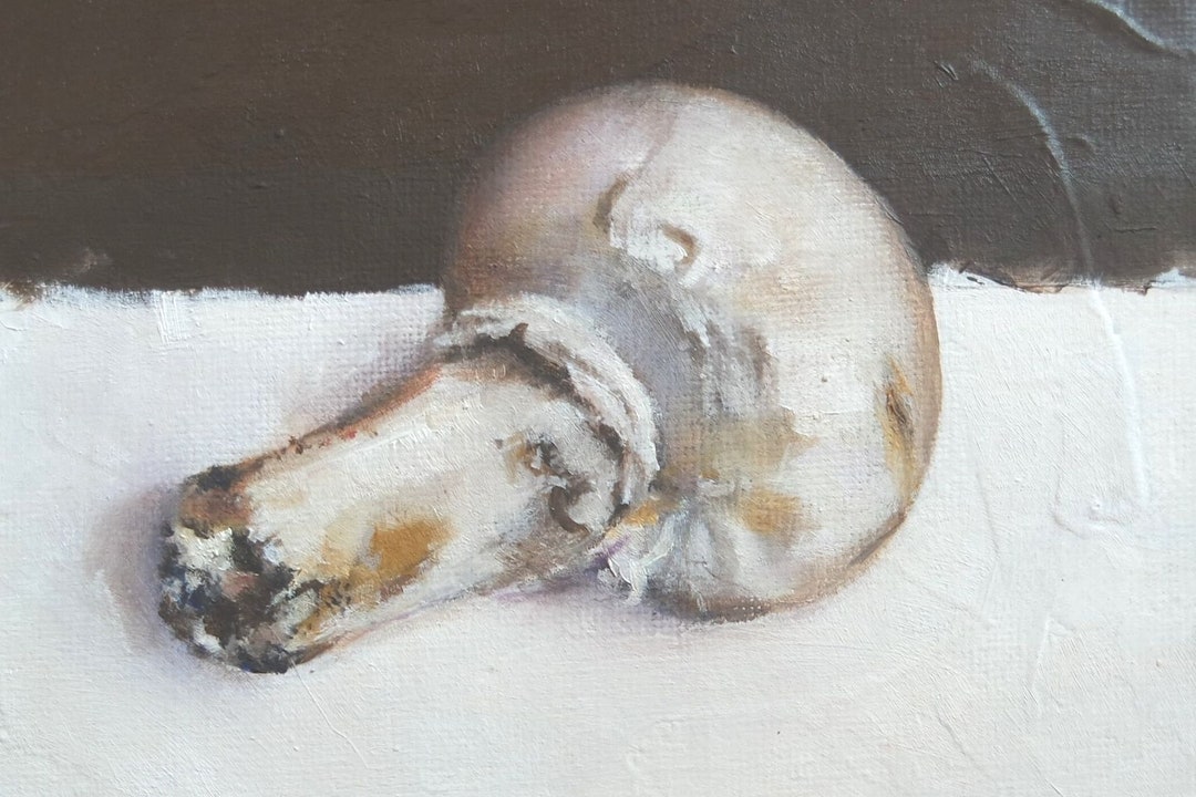 Still Life Painting Original, Small Oil Painting, Mushroom Painting ...