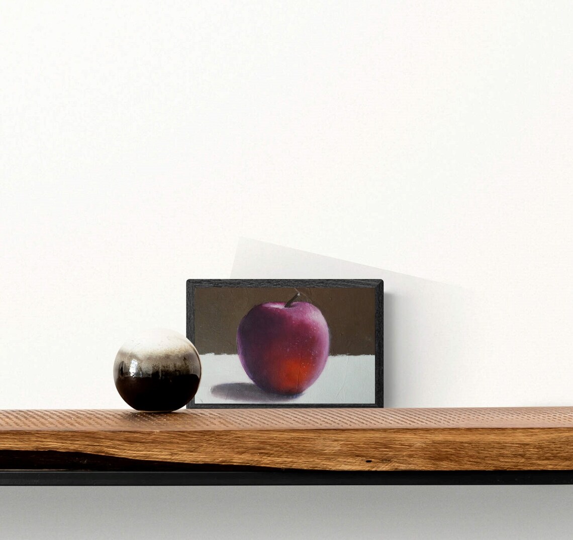 Mini Oil Painting, Small Still Life Apple Painting, Kitchen Wall Art ...