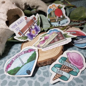 Forrest Gump Stickers, 6 Pack, Gloss Vinyl Waterproof Permanent Sticker ...