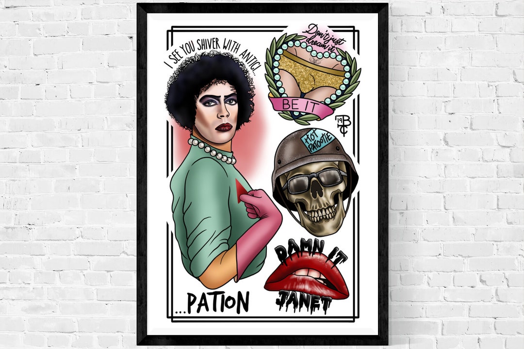 Rocky Horror Show Print, A4 A3, Tattoo Style, Horror, Musical, Goth ...