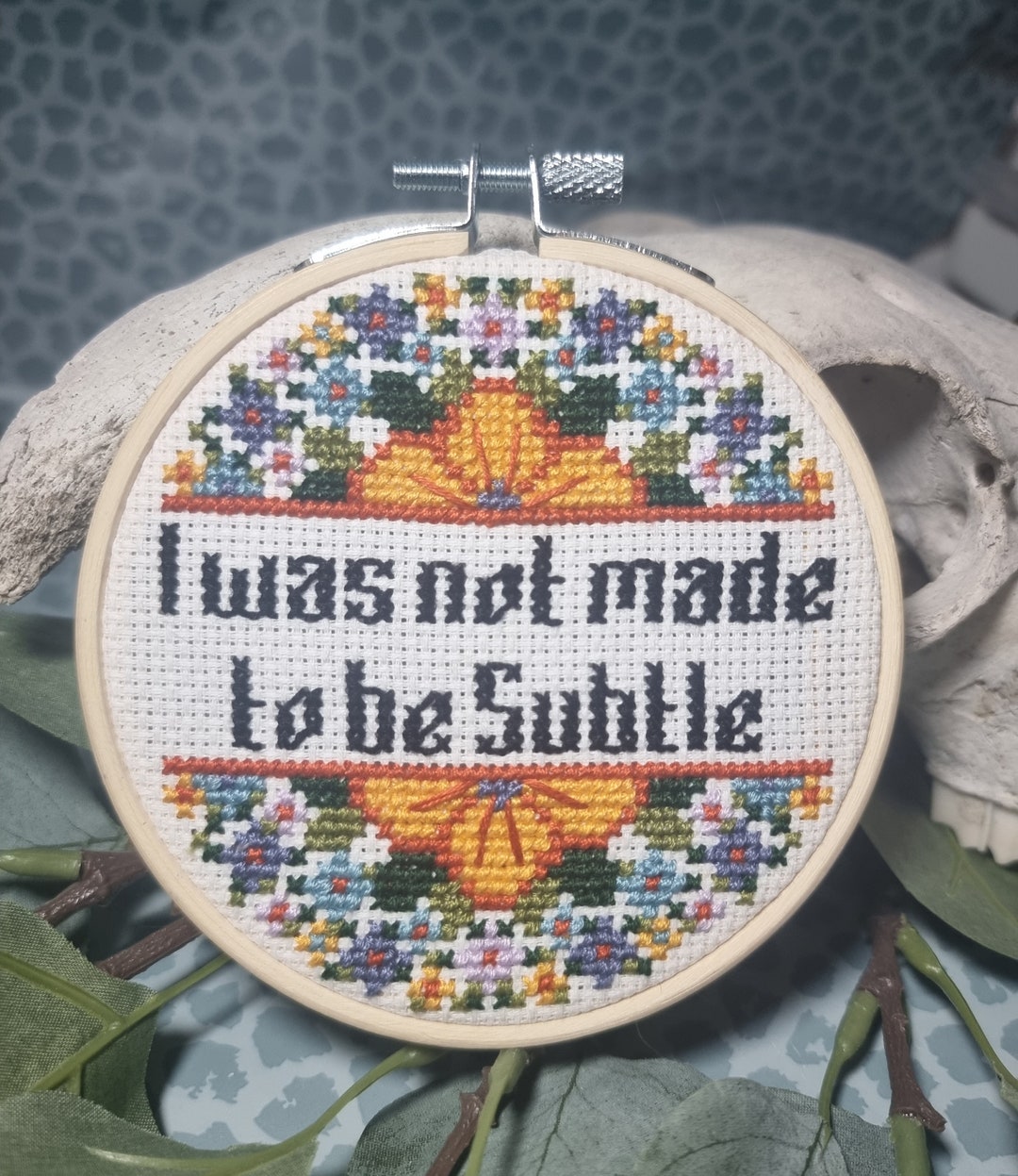 Not Subtle Mini Embroidery Hoop, Finished Piece, Tapestry, Cross Stitch ...