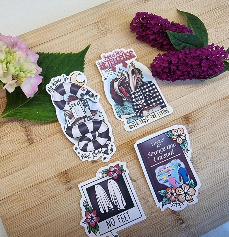Beetlejuice Stickers, 4 Pack, Gloss Vinyl Waterproof Permanent Sticker ...