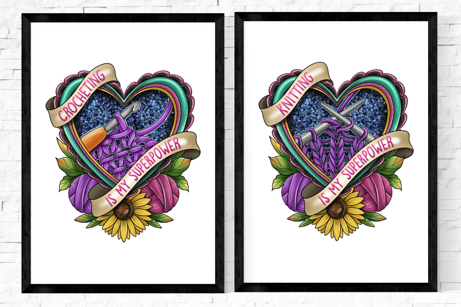 Wool Craft Art Prints Knit Crochet Sew A5 A4 Tattoo | Etsy