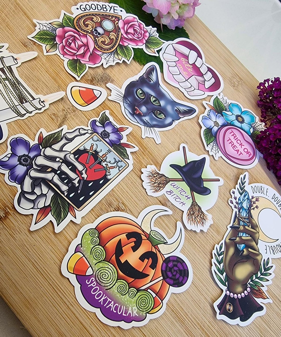Spooky Time Stickers, 10 Pack, Gloss Vinyl Waterproof Permanent Sticker ...