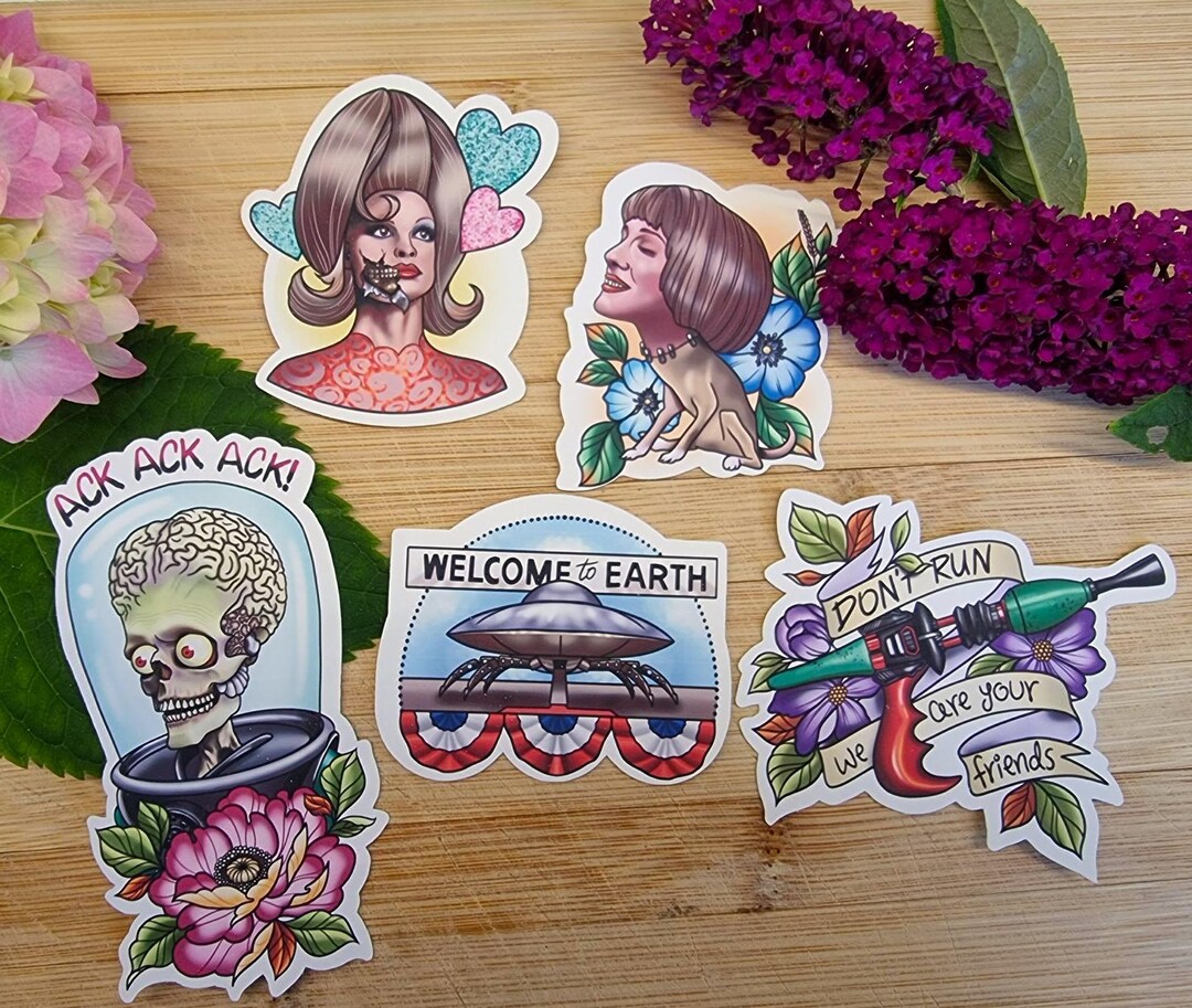 Mars Attacks Stickers 5 Pack Gloss Vinyl Waterproof - Etsy