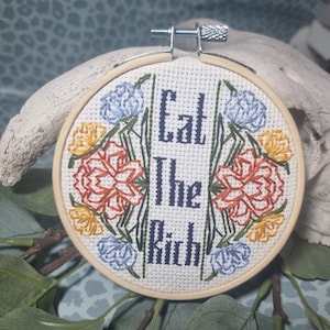 Eat the Rich Mini Embroidery Hoop Finished Piece Tapestry - Etsy