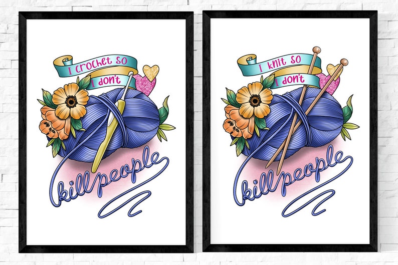 Wool Craft Art Prints Knit Crochet Sew A5 A4 Tattoo | Etsy