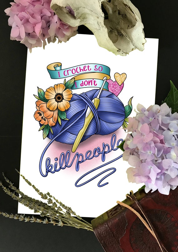 Wool Craft Art Prints Knit Crochet Sew A5 A4 Tattoo | Etsy