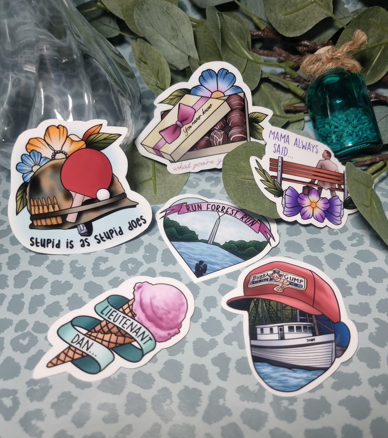 Forrest Gump Stickers 6 Pack Gloss Vinyl Waterproof - Etsy