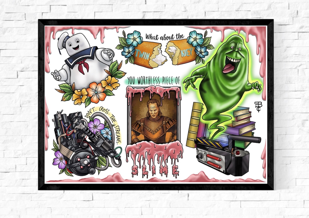 Ghostbusters Print A4 A3 Tattoo Style Film Ghost - Etsy