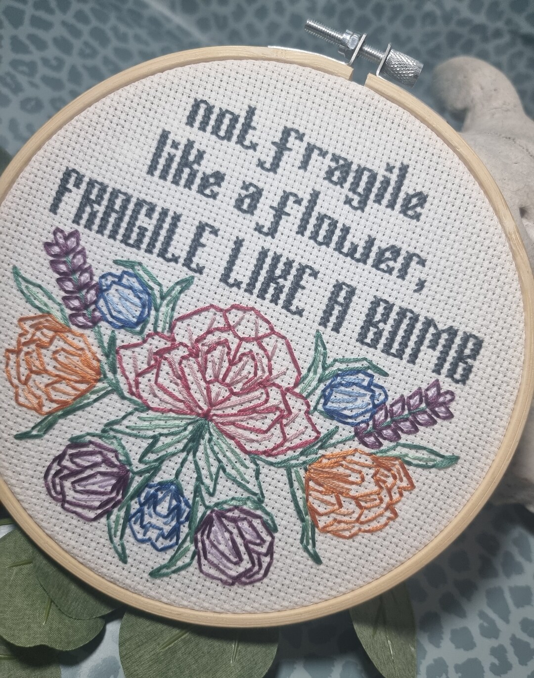 Fragile Bomb Embroidery Hoop, Finished Piece, Tapestry, Cross Stitch ...