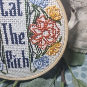 Eat the Rich Mini Embroidery Hoop Finished Piece Tapestry - Etsy
