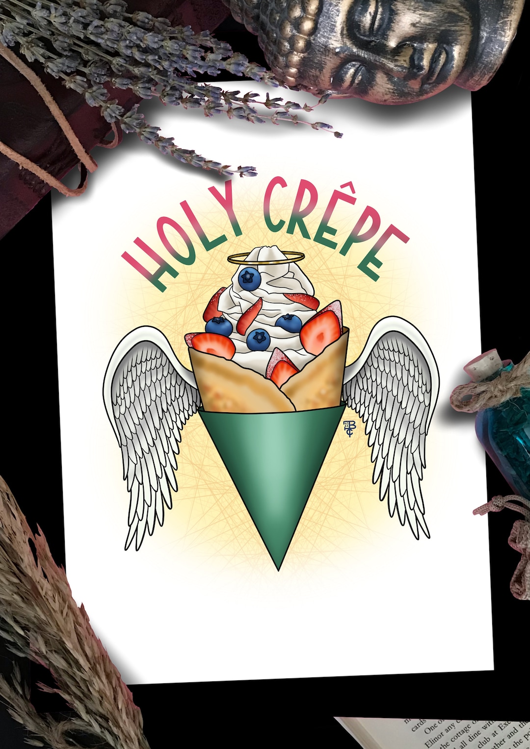 Holy Crepe Art Print, Tattoo Style, A5, A4, Pancake, Funny Saying ...
