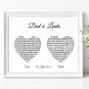 Wedding Gifts for Parents, UNFRAMED Parents of the Bride Poem, Mother ...