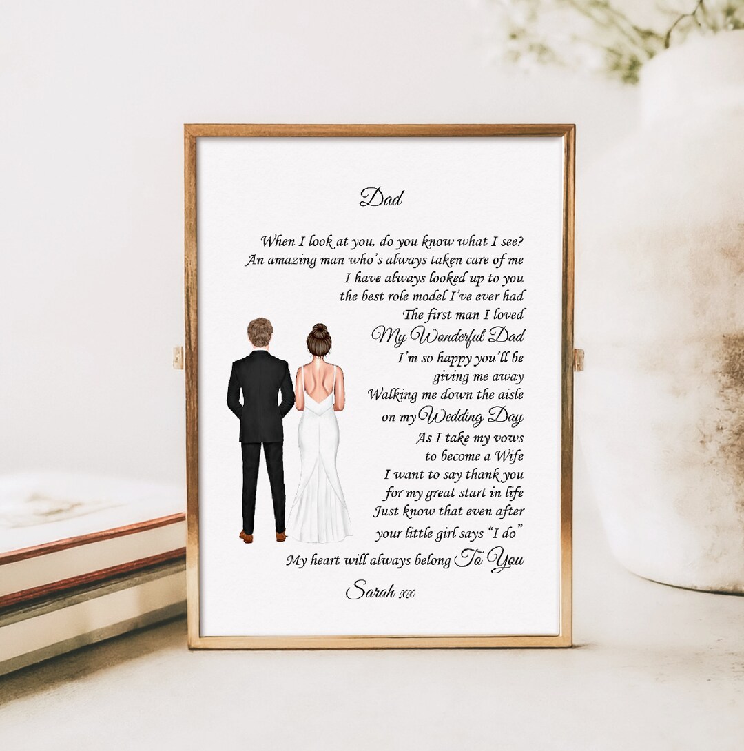 Dad on My Wedding Day Gift From Daughter, Father of Bride Poem ...