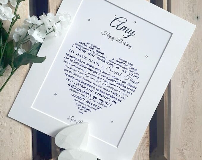 Friendship Poem Personalised Frame Friend Poem Gift for Friend Best ...