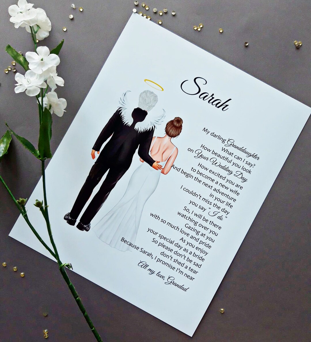 Grandaughter's Wedding Day, Custom Letter From Heaven, in Memorial Gift ...