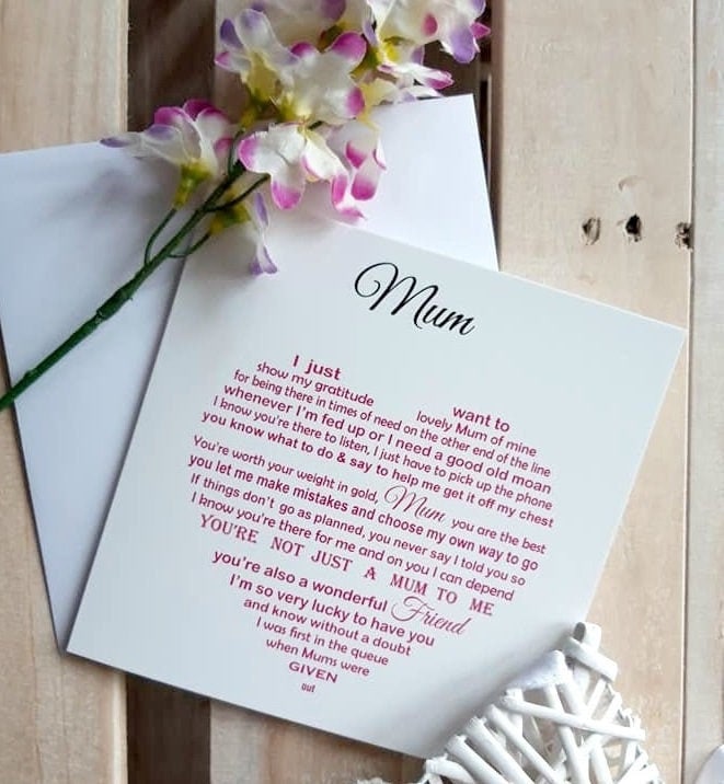 Mum Card Mam Birthday Card Mom Cards Sentimental Mum card | Etsy