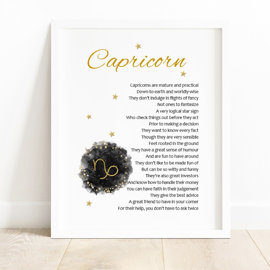 Capricorn Star Sign Print, Dad December January Astrology Gift, Unique ...