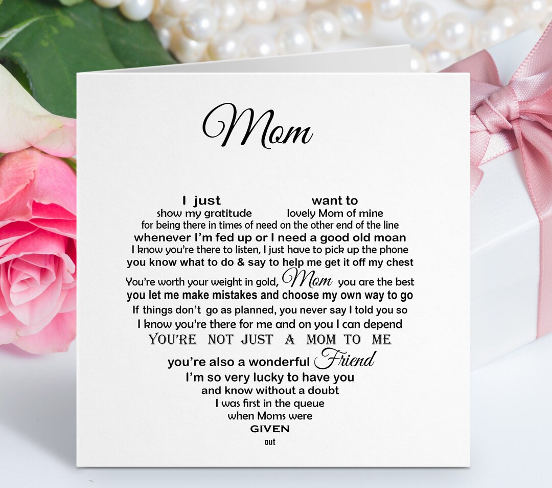 Mam Card From Daughter, Mom Birthday Verse From Son, Sentimental Poem ...