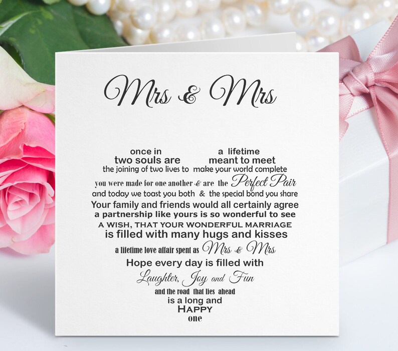 Lesbian Wedding Card Lesbian Couple Mrs And Mrs Card Bride Etsy Uk