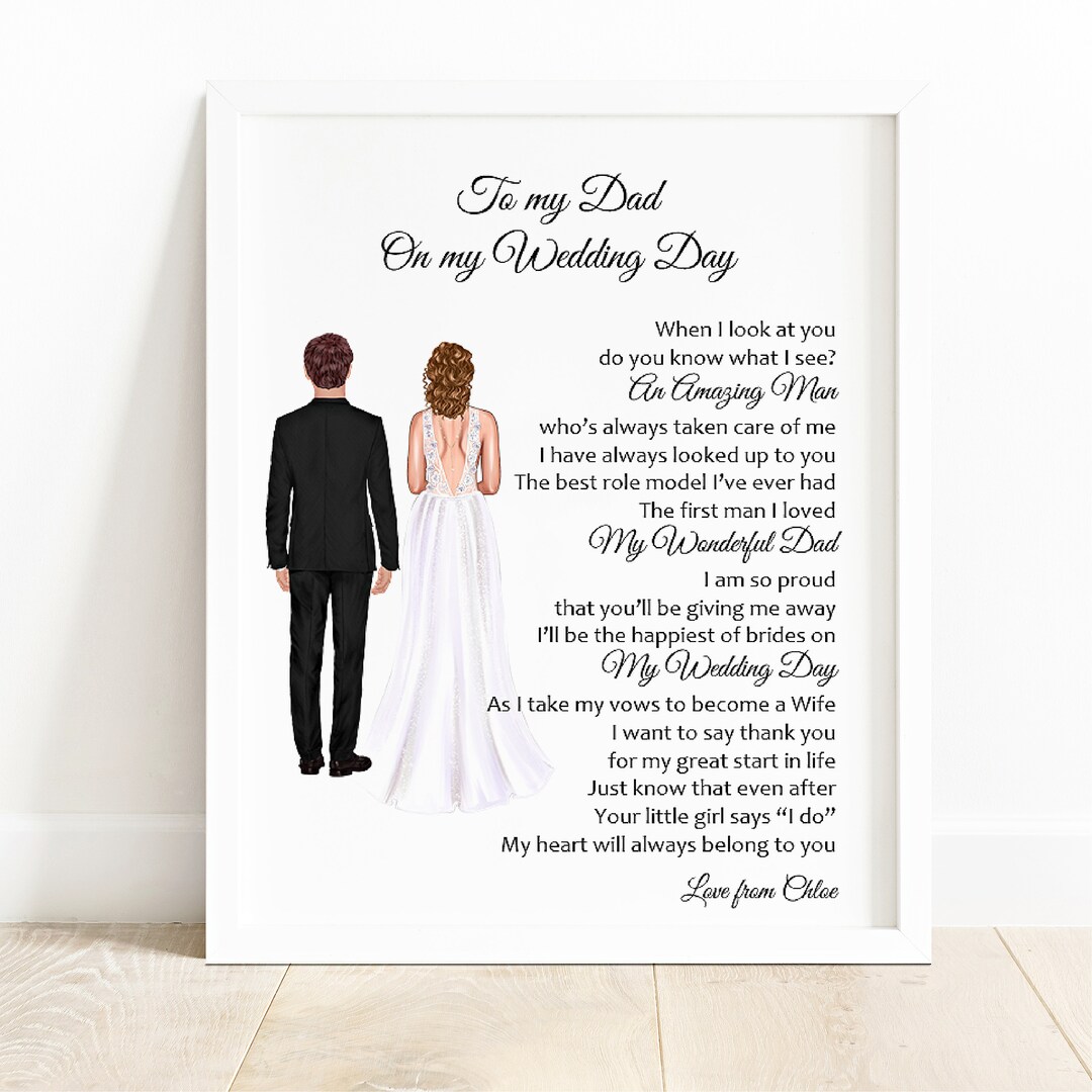 Dad Wedding Gift From Daughter, Father of Bride Print, Wedding Poems ...