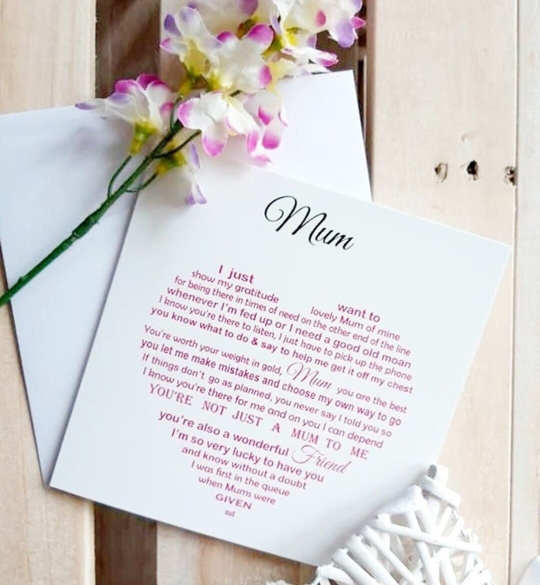 Unique Mum Poem Card, Heartfelt Mam Verse, Mom Birthday Card, Mum, Mum ...