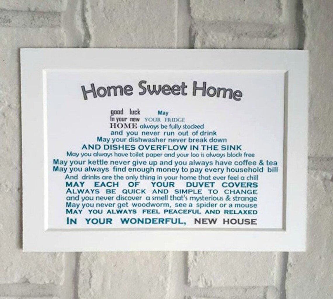 New Home Gift Word Art Housewarming Personalised Print New - Etsy UK