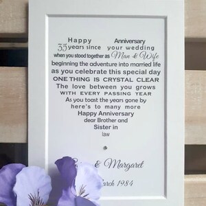 Brother Ruby Anniversary Poem, Sister in Law Wedding Anniversary Print ...