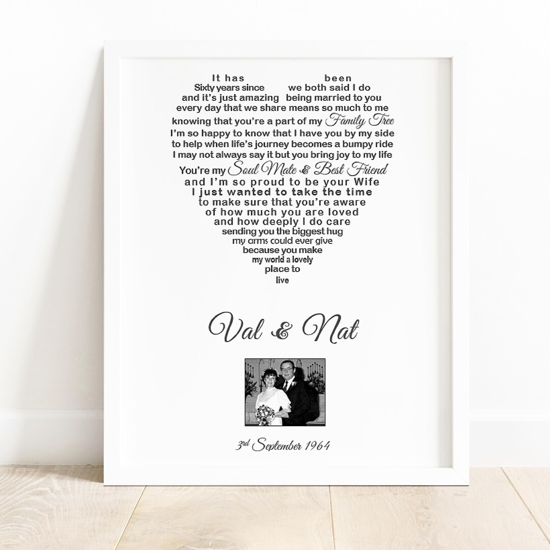Diamond Wedding Anniversary Gift, Grandparents 60th Present, Parents 60 ...