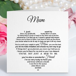 Unique Mum Poem Card, Heartfelt Mam Verse, Mom Birthday Card, Mum, Mum ...
