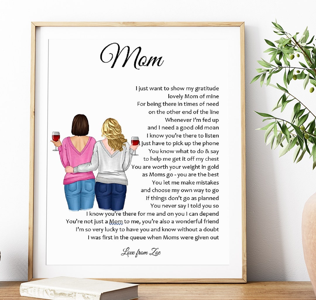 Mum Gift From Daughter, Digital Download Personalised Print for Mom ...