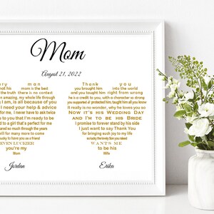 Wedding Gifts for Parents, UNFRAMED Parents of the Bride Poem, Mother ...