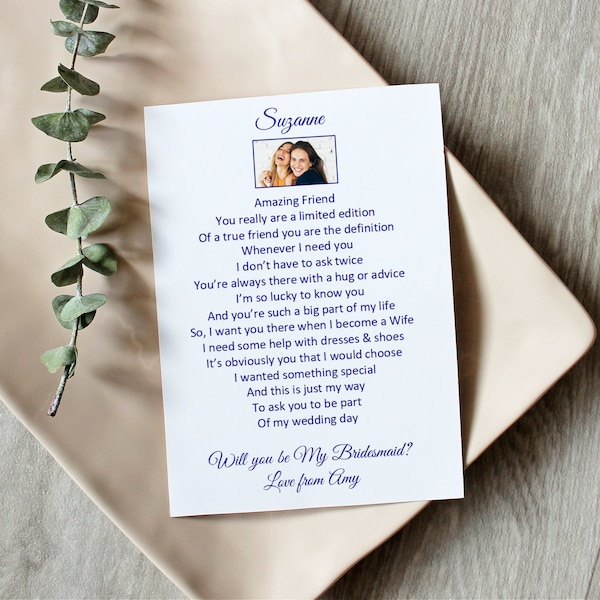 Bridesmaid Poem - Etsy UK