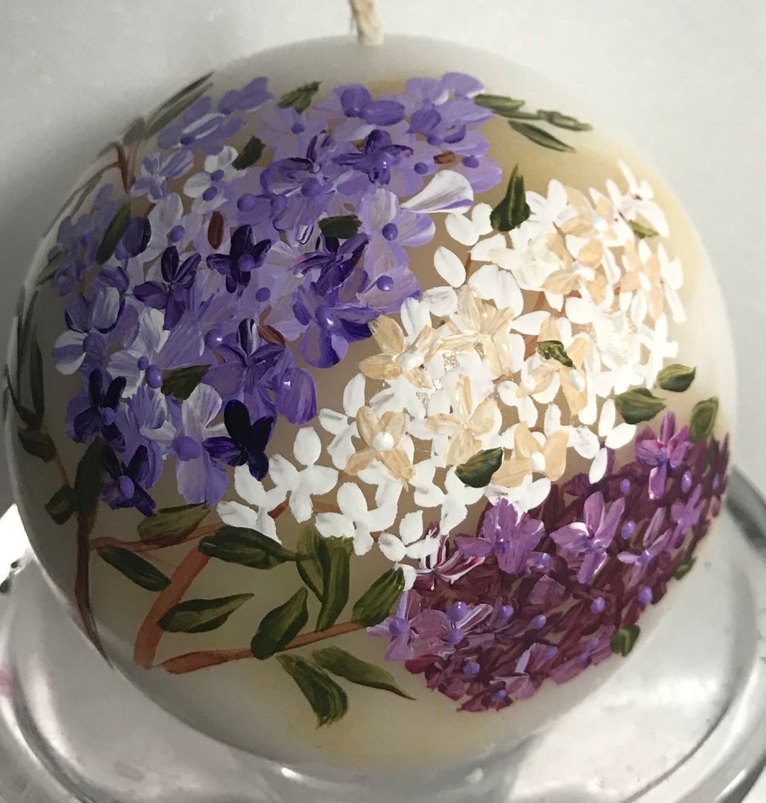 Hand Painted Lilac Sphere Candle - Etsy