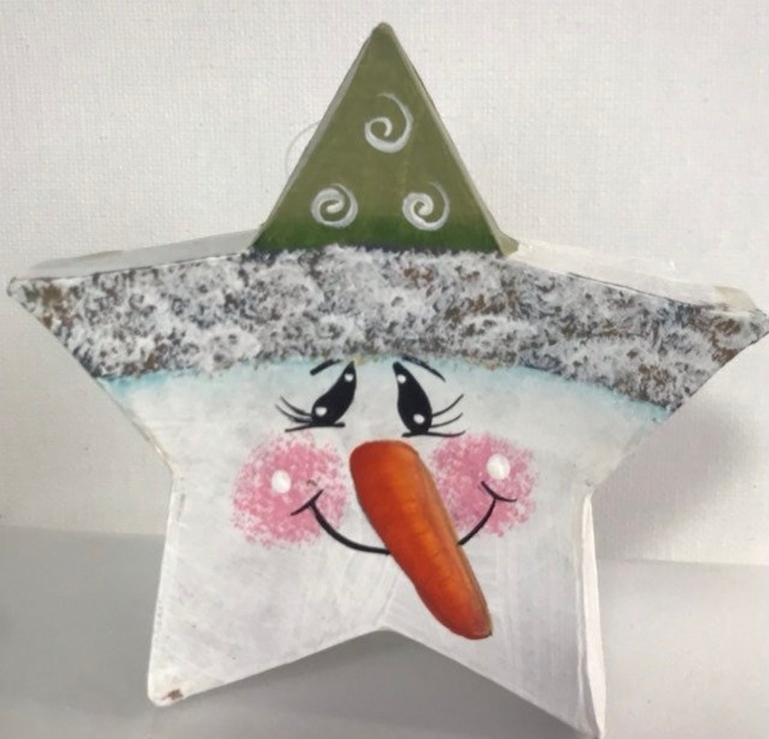 Hand Painted Star Snowman Ornament - Etsy